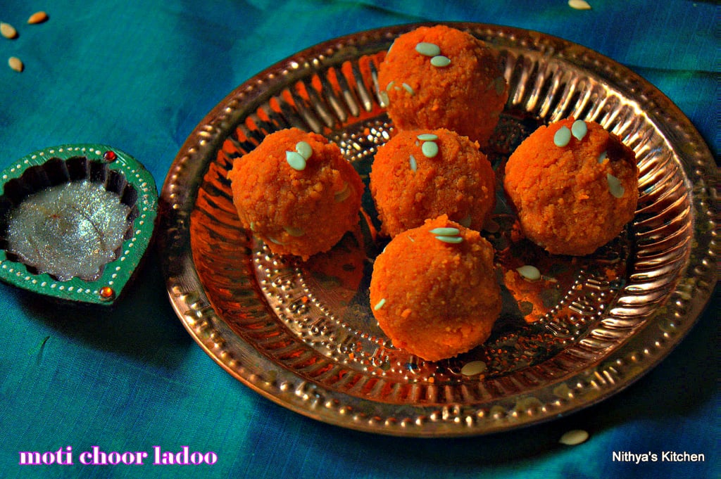 MOTI CHOOR LADOO/DIWALI SWEETS Recipe | nithyaskitchen